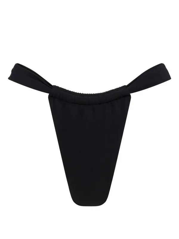 LET'S SWIM Ruched Bikini Bottom - Black