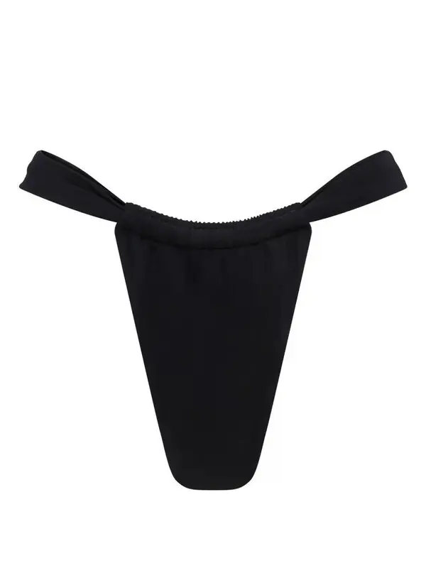 LET'S SWIM Ruched Bikini Bottom - Black