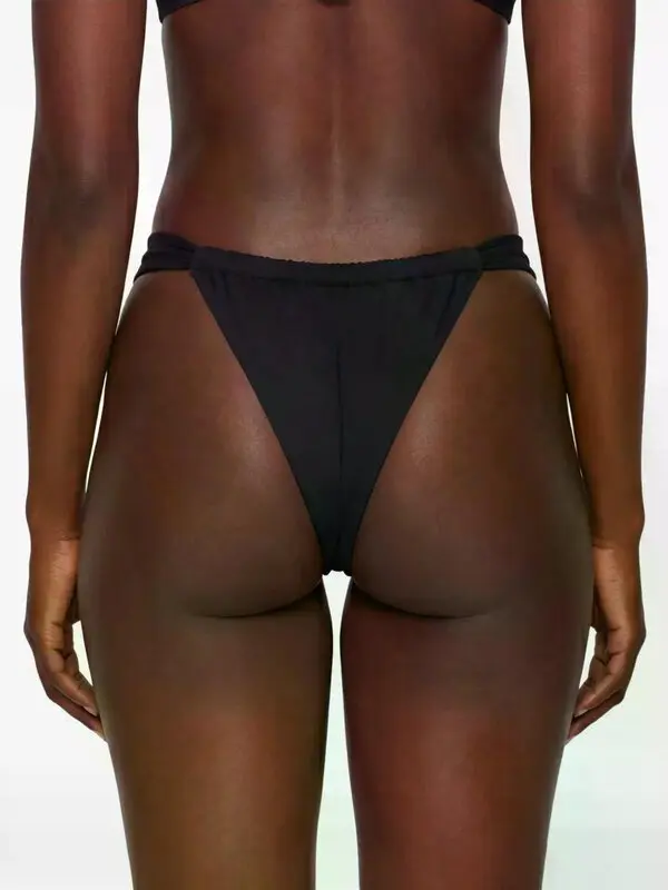 LET'S SWIM Ruched Bikini Bottom - Black
