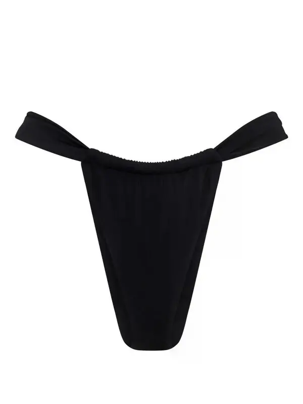 LET'S SWIM Ruched Bikini Bottom - Black