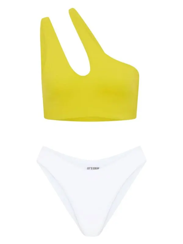 LET'S SWIM Teardrop One-shoulder Bikini Top - Yellow