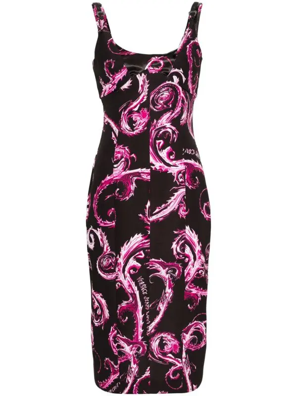 Versace Chromo Couture-print Midi Dress