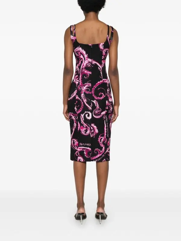 Versace Chromo Couture-print Midi Dress