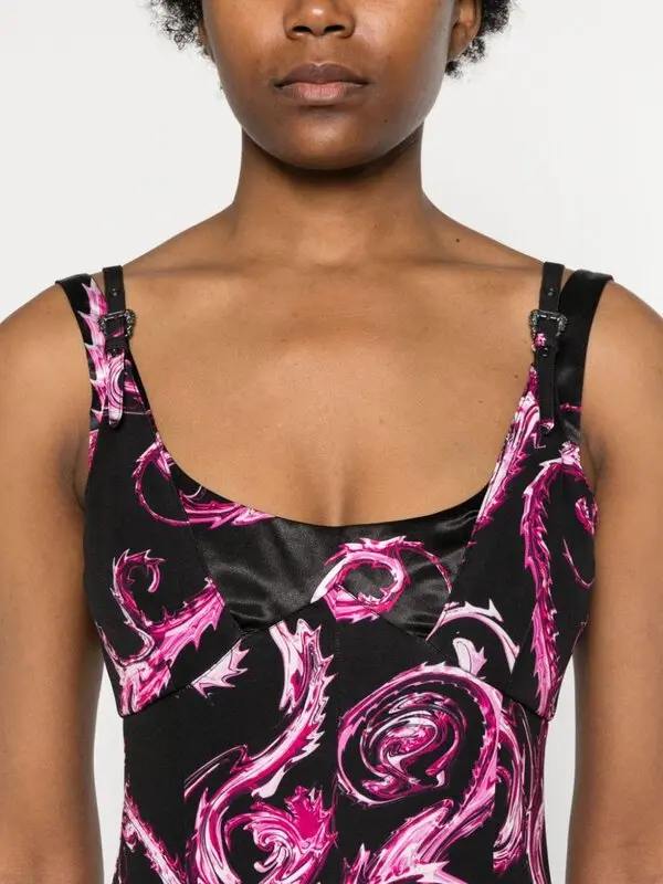 Versace Chromo Couture-print Midi Dress