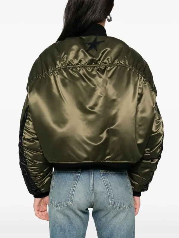 MUGLER Satin Bomber Jacket - Green