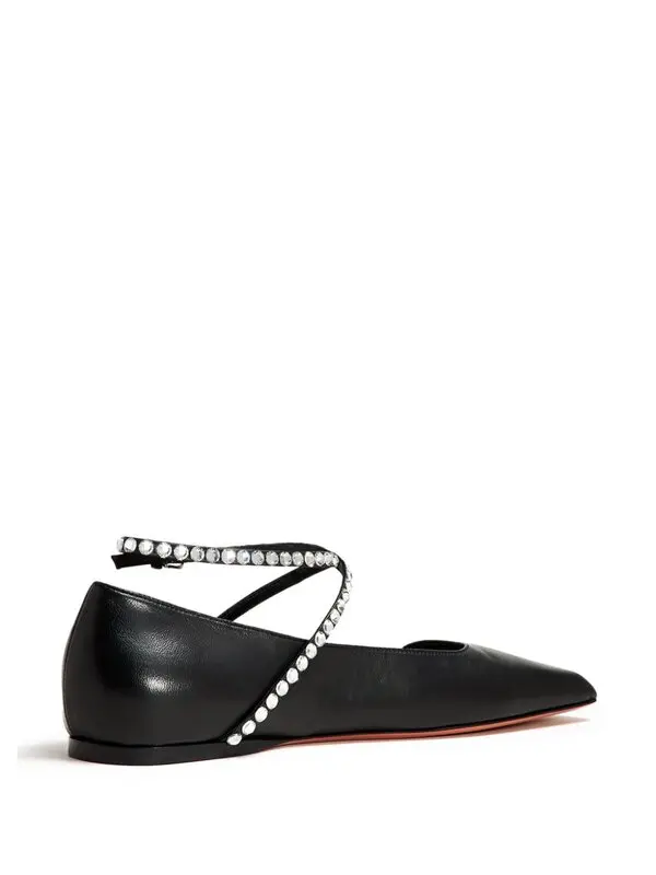 Amina Muaddi Ane Ballerinas - Black