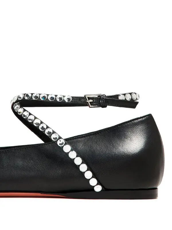 Amina Muaddi Ane Ballerinas - Black