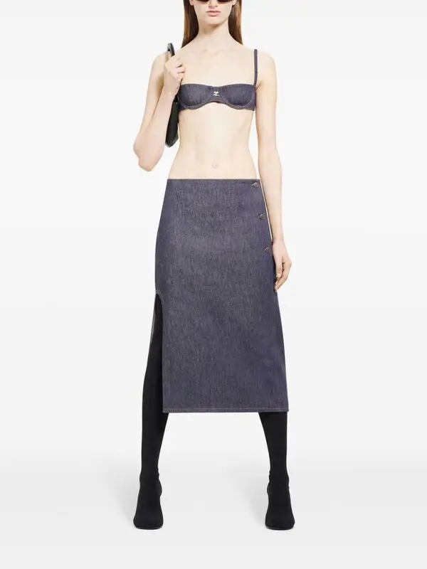 COURREGES Straight Denim Midi Skirt