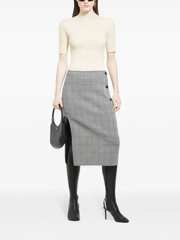 COURREGES Oblique Prince Of Wales Midi Skirt - Black