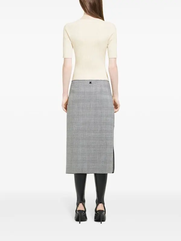COURREGES Oblique Prince Of Wales Midi Skirt - Black