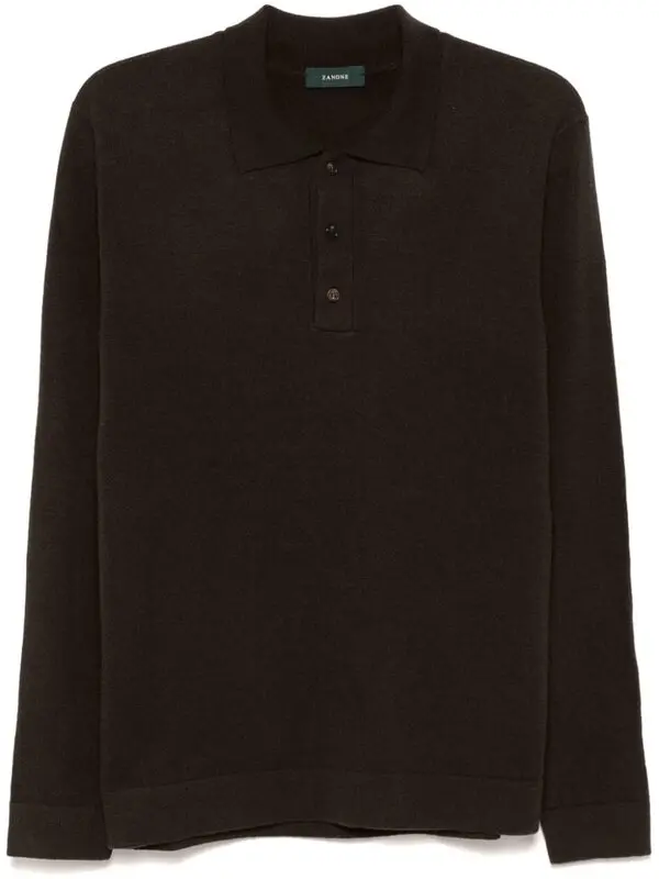ZANONE Knitted Polo Shirt - Brown