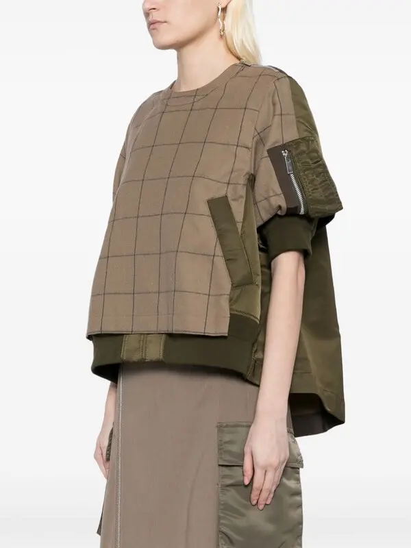 トップス Sacai Windowpane Nylon Twill Pullover Sacai Windowpane Twill Pullover - Brown | Editorialist