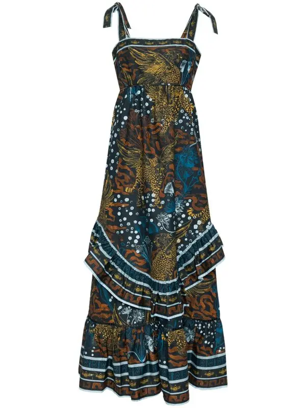 green bohemian maxi dress Tulle & Batiste Joanna Maxi Frill Dress Olive / XS