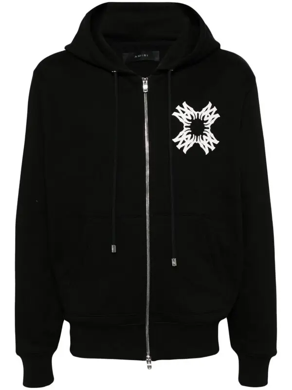 Amiri Logo Print Hooded Jacket - Black