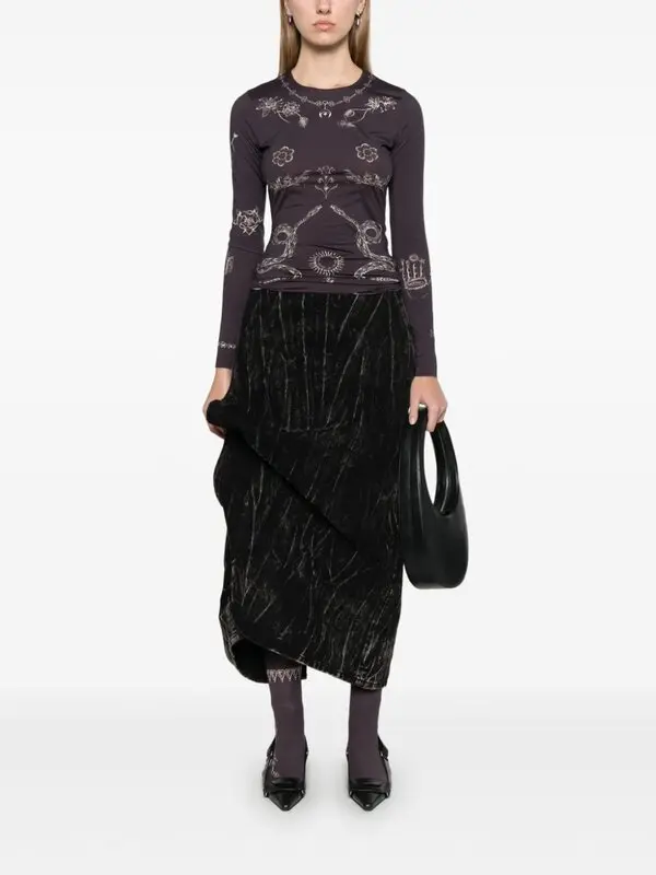 MARINE SERRE Tattoo-printed Jersey Tights - Brown
