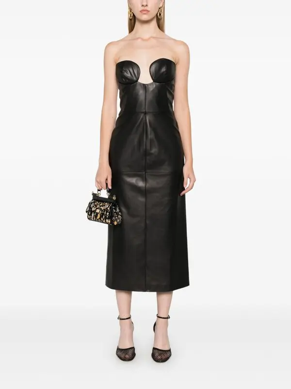 NENSI DOJAKA Leather Midi Dress