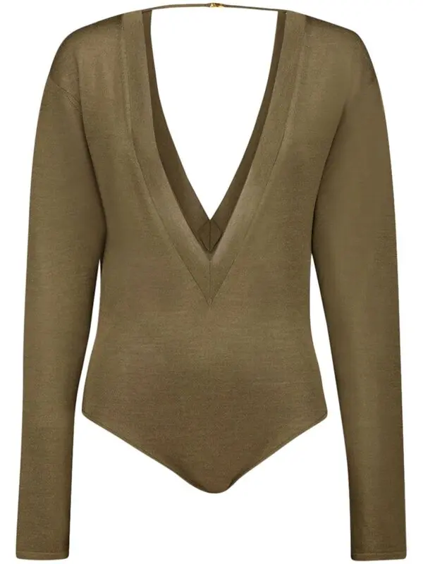 Saint Laurent Fine-knit Bodysuit - Green