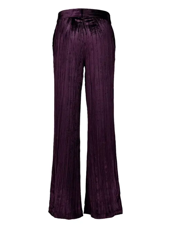 PAULA Plissé Velvet Trousers - Purple