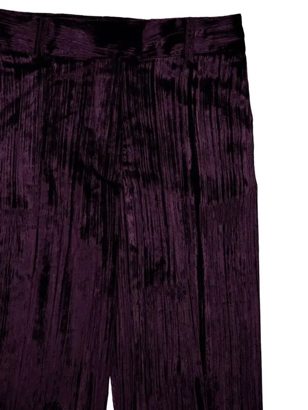 PAULA Plissé Velvet Trousers - Purple