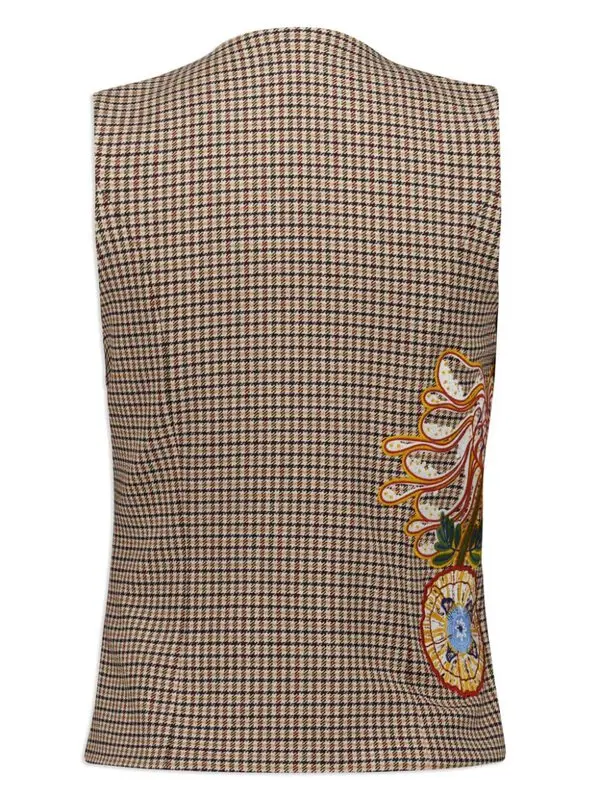 PAULA Houndstooth-pattern Embroidered Waistcoat
