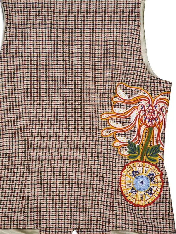PAULA Houndstooth-pattern Embroidered Waistcoat