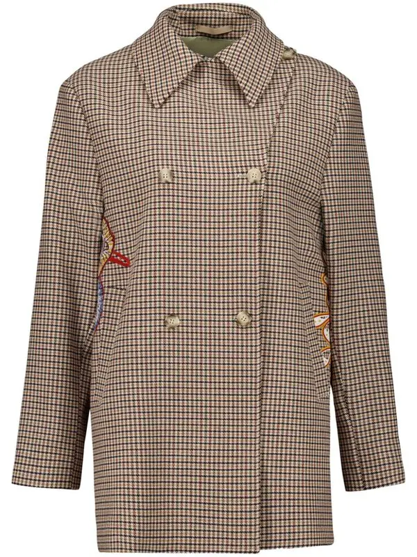 PAULA Houndstooth-check Jacket - Brown