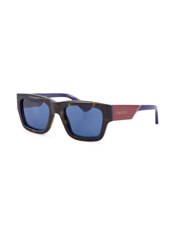Gucci Colour-block Rectangle Sunglasses - Red