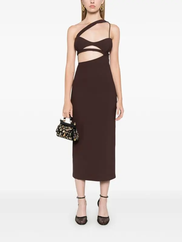 NENSI DOJAKA Asymmetric Midi Dress - Brown