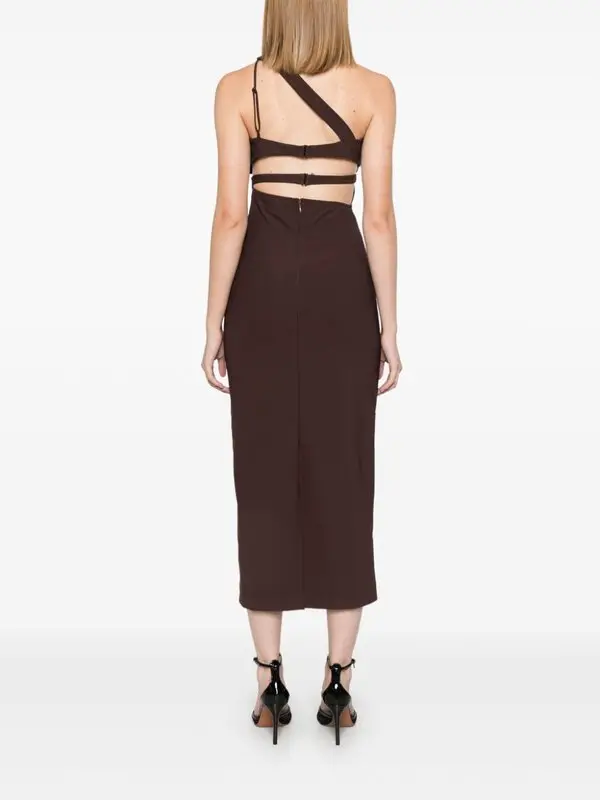 NENSI DOJAKA Asymmetric Midi Dress - Brown
