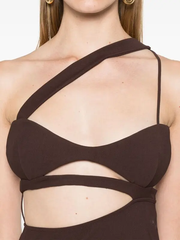 NENSI DOJAKA Asymmetric Midi Dress - Brown