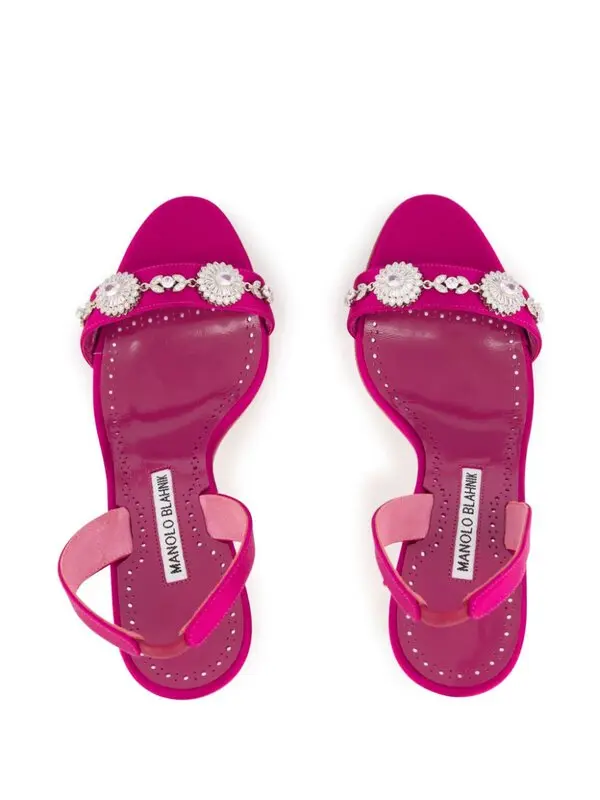 Manolo Blahnik 90mm Lamisan Slingback Sandals - Pink