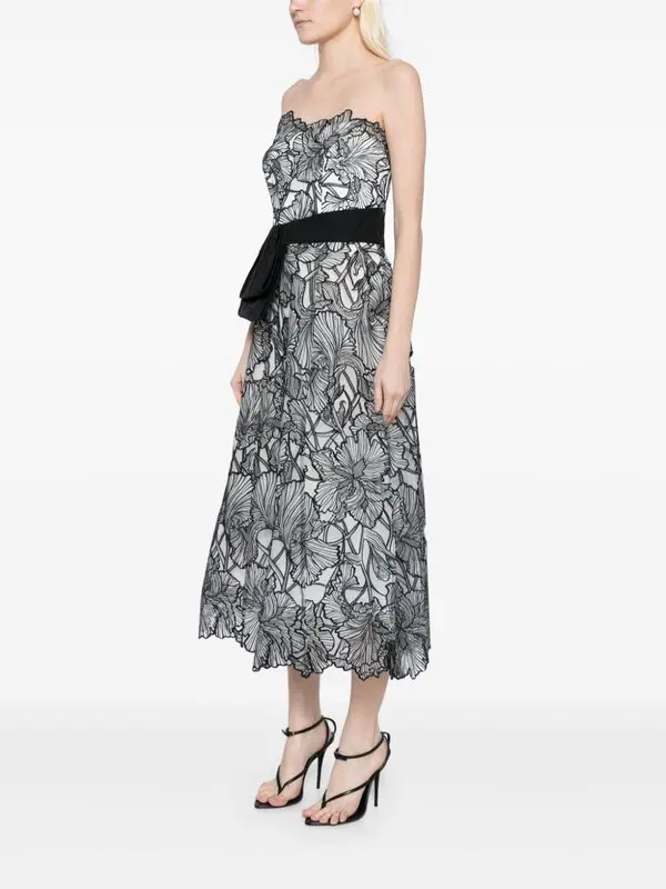 Marchesa Iris Floral Print Midi Dress