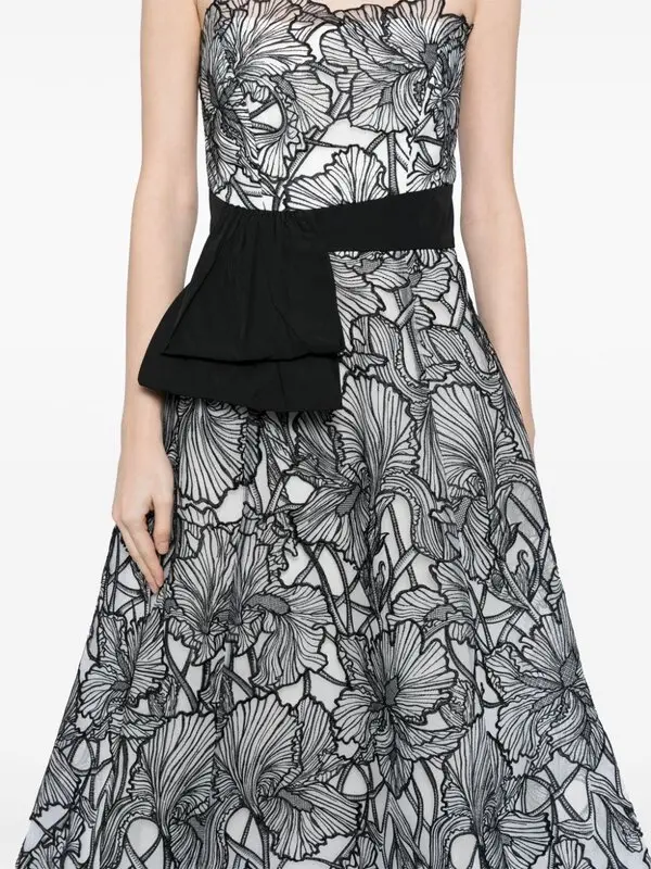 Marchesa Iris Floral Print Midi Dress