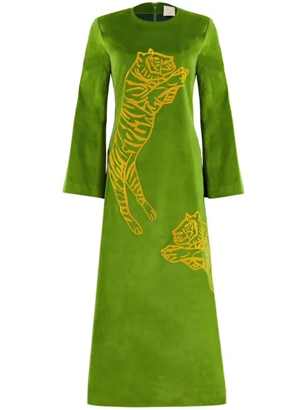 PAULA Embroidered Velvet Dress