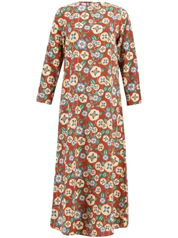 PAULA S Printed Silk Midi Dress