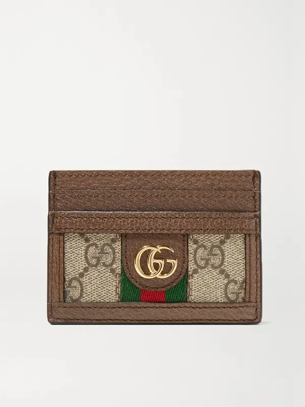 Gucci Ophidia Textured Leather-trimmed Printed Coated-canvas Cardholder - Brown