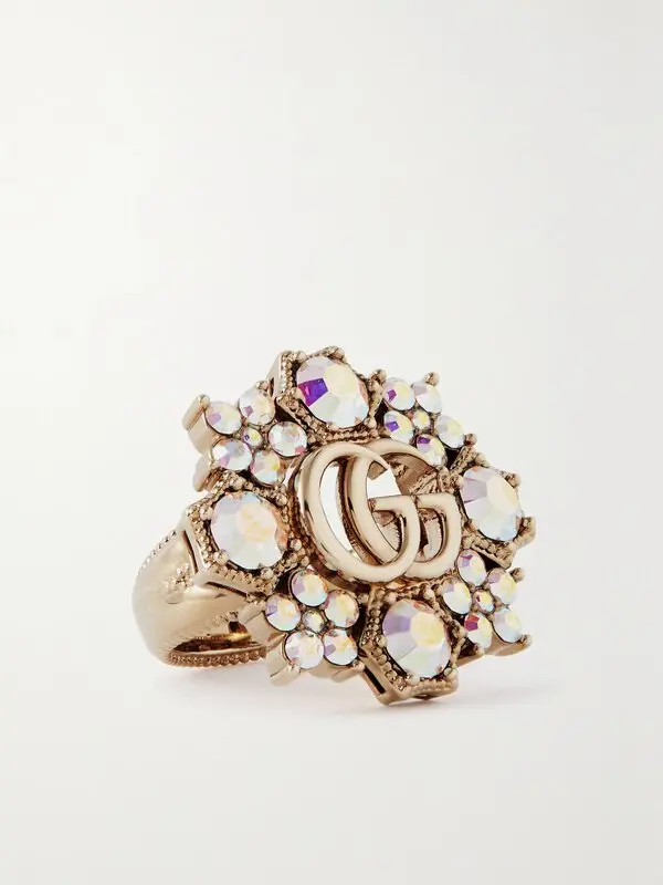 Gucci Gg Marmont -tone Crystal Ring - Gold