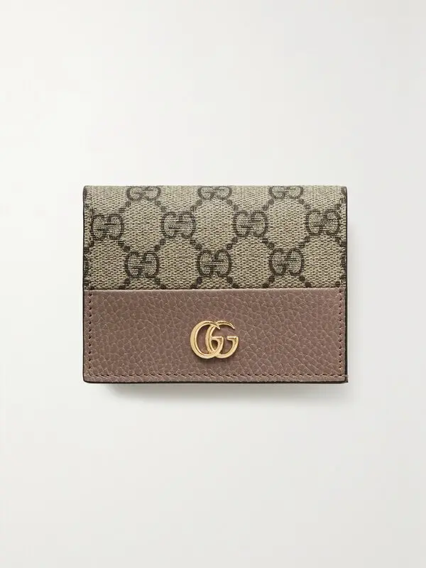 Gucci Gg Marmont Petite Textured-leather And Printed Coated-canvas Wallet