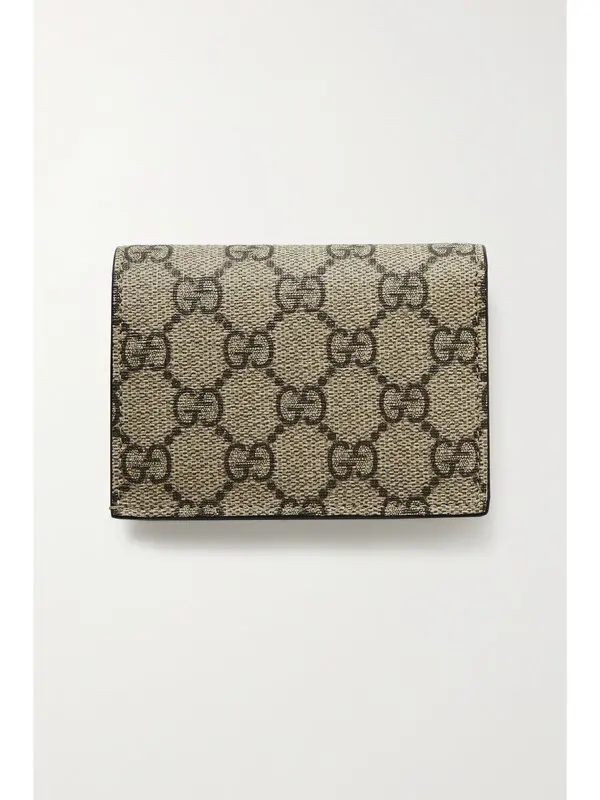 Gucci Gg Marmont Petite Textured-leather And Printed Coated-canvas Wallet