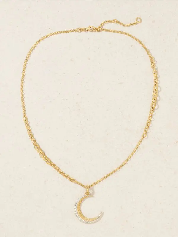 FOUNDRAE 18-karat Diamond Crescent Necklace - Gold
