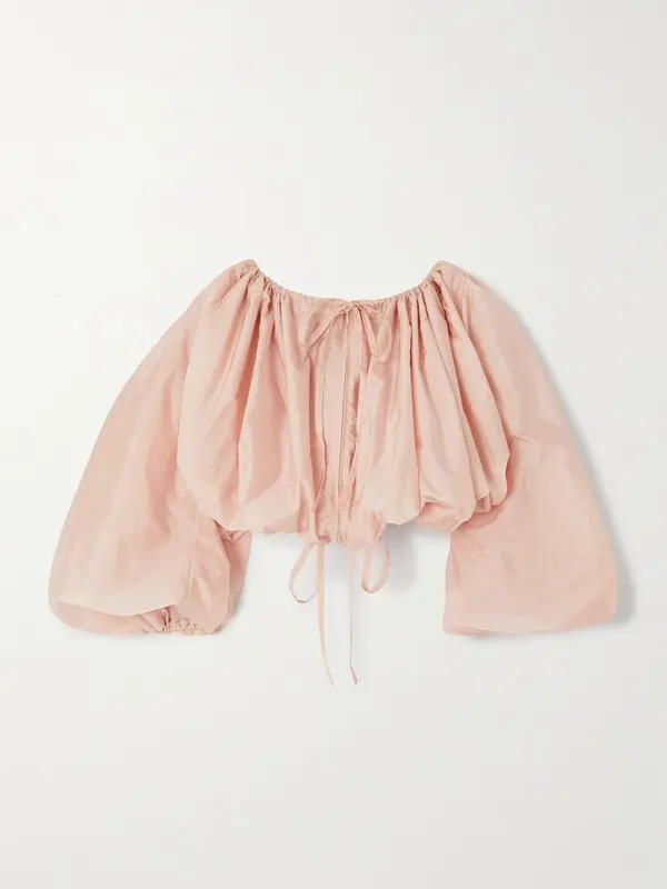 Alaïa Cropped Gathered Taffeta Blouse