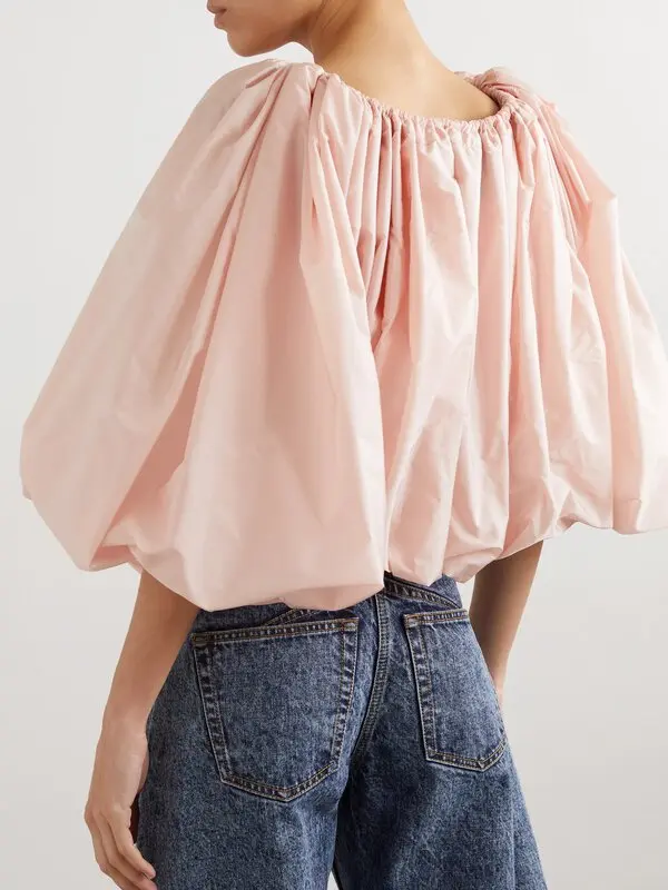 Alaïa Cropped Gathered Taffeta Blouse