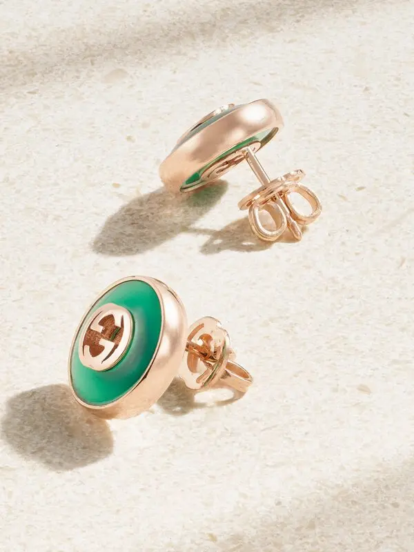 Gucci 18-karat Rose Gold Agate Earrings
