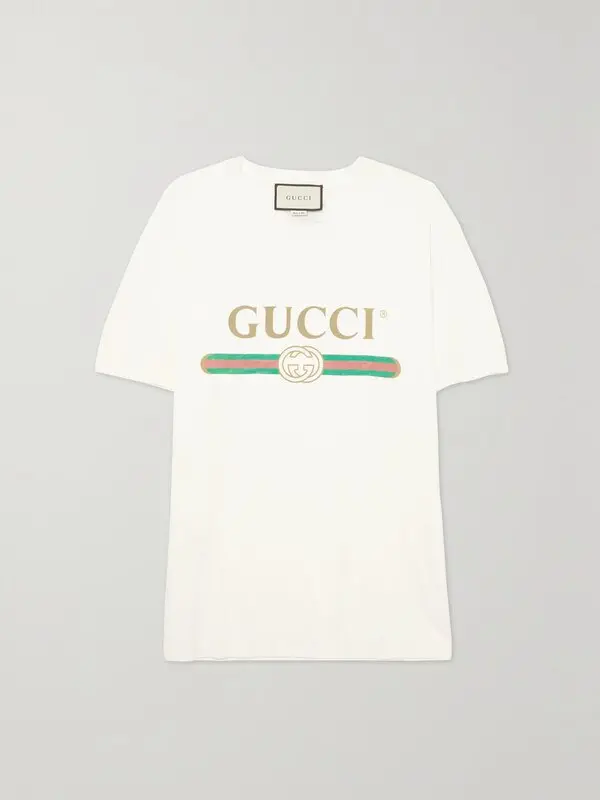 Gucci Oversized Appliquéd Printed Cotton-jersey T-shirt - White