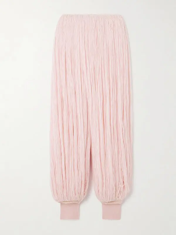 Alaïa Fringed Wool Tapered Pants - Pink