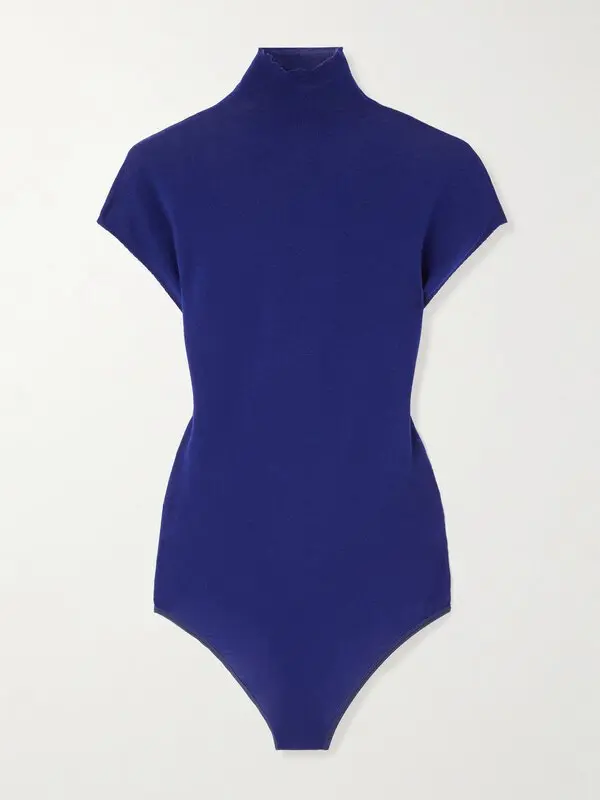 Alaïa Turtleneck Wool-blend Jersey Bodysuit - Purple