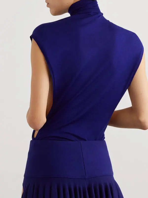 Alaïa Turtleneck Wool-blend Jersey Bodysuit - Purple