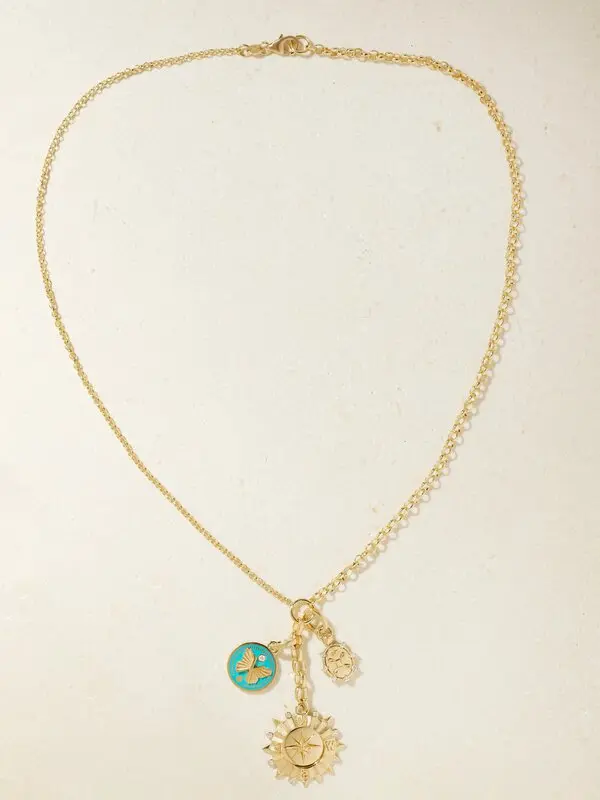 FOUNDRAE 18-karat Enamel And Diamond Medallion Necklace