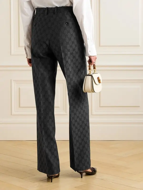 Gucci Pleated Wool-jacquard Wide-leg Pants