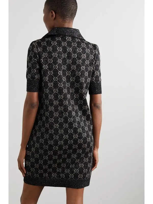 Gucci Metallic Jacquard-Knit Cotton-Blend Mini Dress - Blue | Editorialist